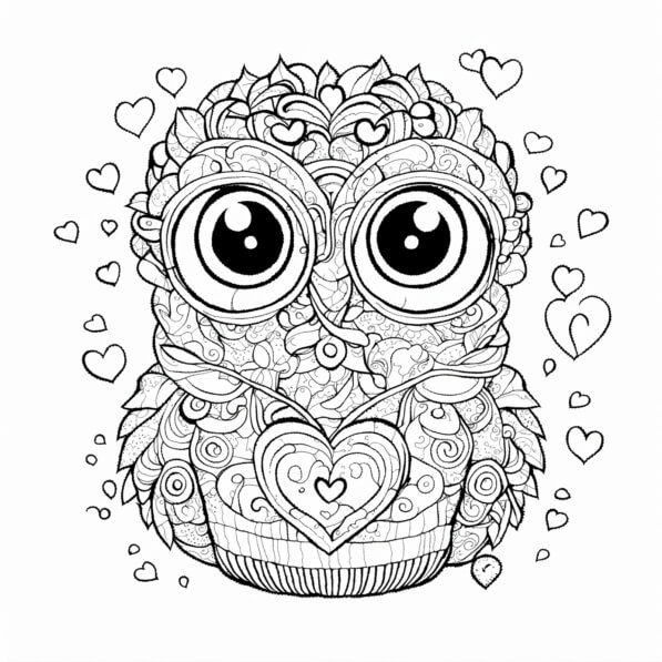 Download Whimsical Owl Coloring Illustration Coloring pages Online ...