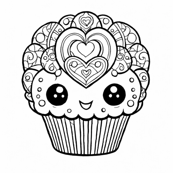 Download Whimsical Cupcake Coloring Page Coloring pages Online ...