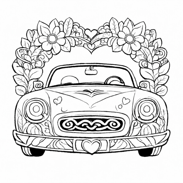 Car Picture With Flowers To Color