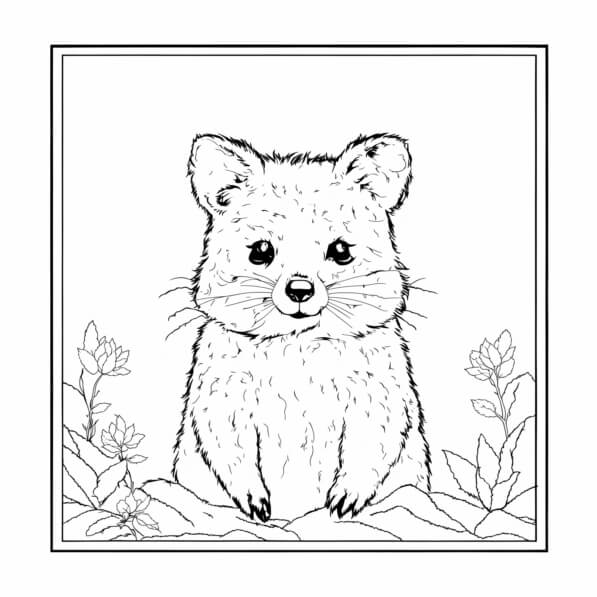 Download Cute Illustrated Animal with Floral Surroundings Coloring ...