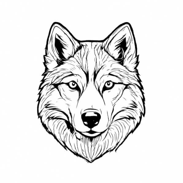 Download Stylized Wolf Face in Line Art Coloring pages Online ...