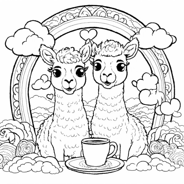 Descarga Dos Llamas con Arcoíris y Nubes Páginas para colorear En Línea ...