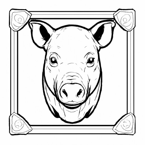 Download Stylized Pig Head Illustration Coloring pages Online ...