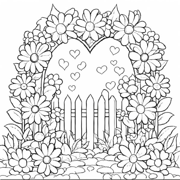 Download Heart-Shaped Flower Arch Coloring Page Coloring pages Online ...
