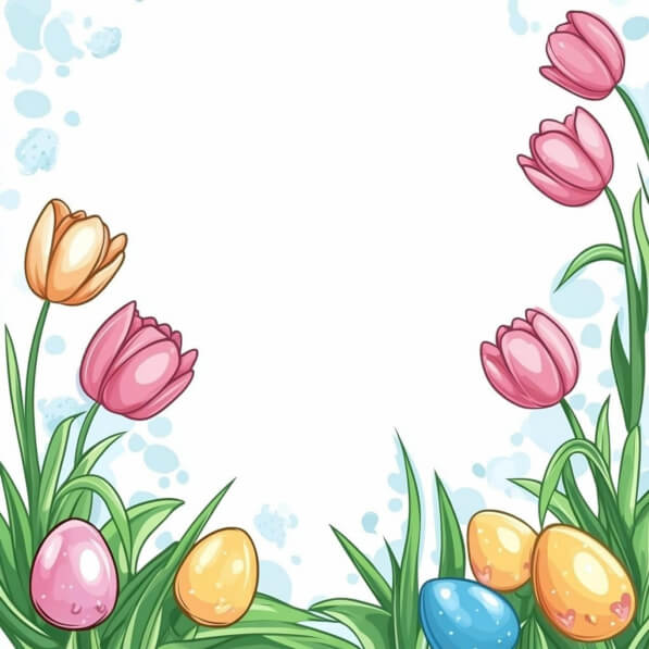 Download Spring-themed Easter illustration with tulips and eggs ...