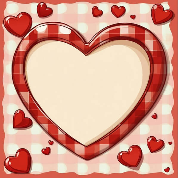Download Decorative Heart Frame with Checkered Background Backgrounds ...