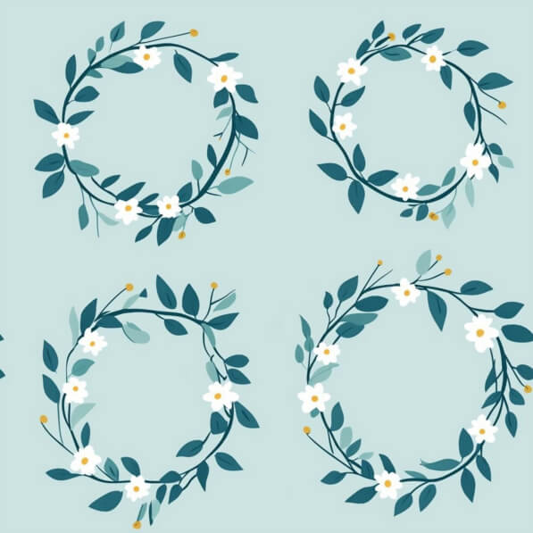 Download Floral Wreaths on Blue Background Patterns Online - Creative ...