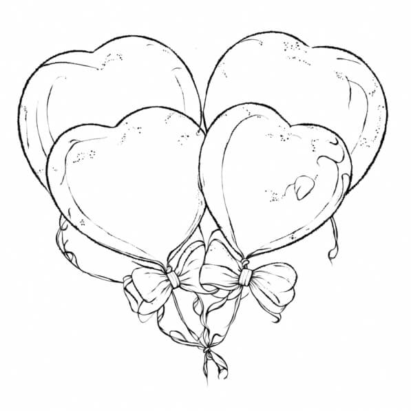 Download Heart-Shaped Balloons Coloring pages Online - Creative Fabrica