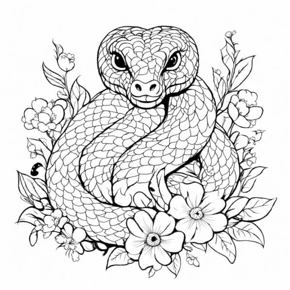 Download Intricate Snake and Floral Design Coloring pages Online ...
