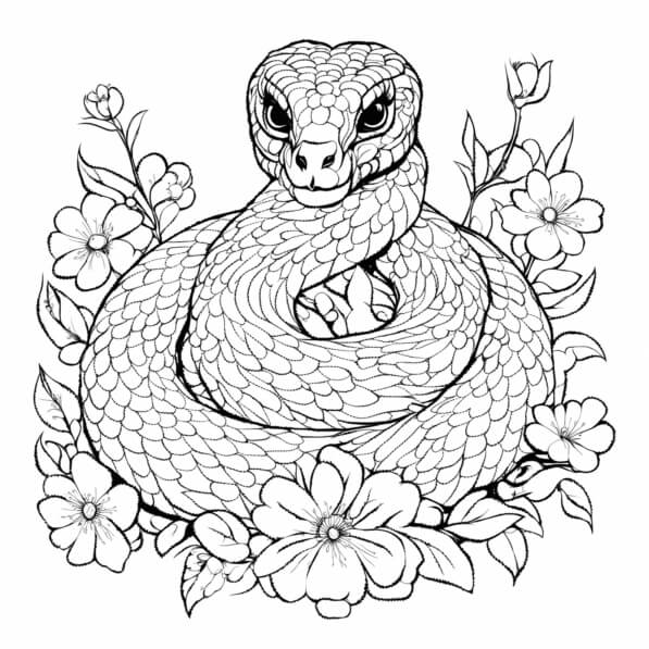 Download Intricate Snake and Floral Design Coloring pages Online ...