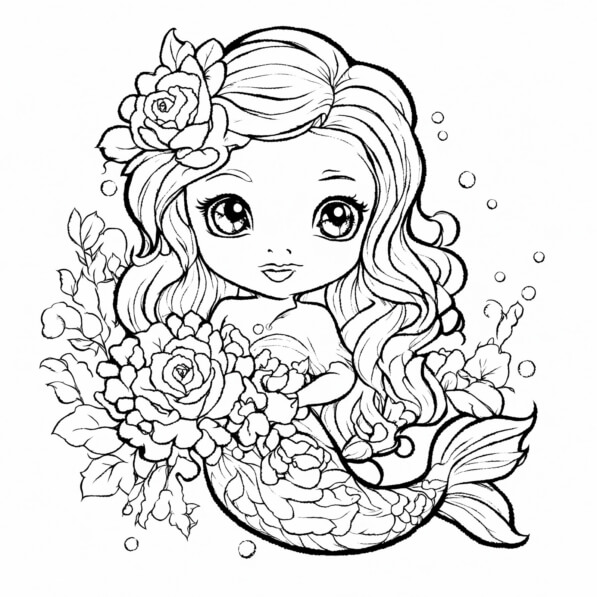 Download Whimsical Mermaid Illustration Coloring pages Online ...