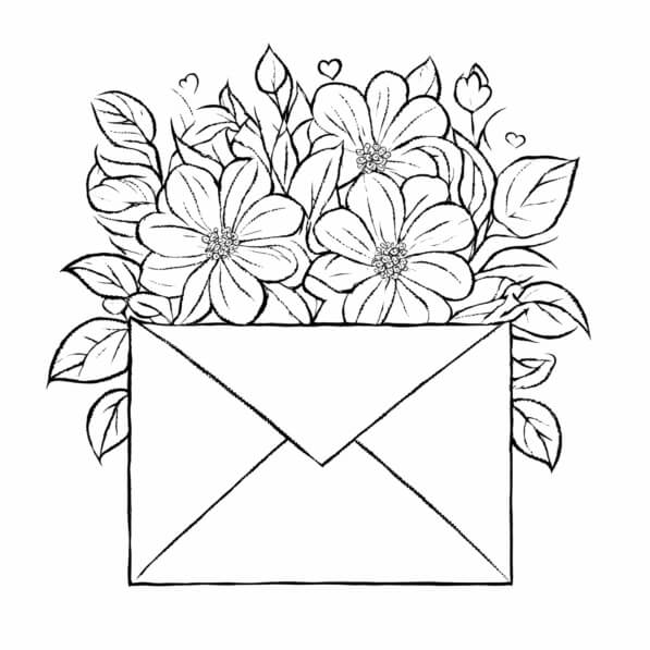Download Floral Envelope Design Coloring pages Online - Creative Fabrica