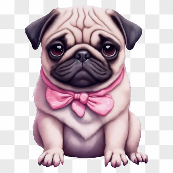 Descarga Perrito Pug Bonito Sentado con Lazo Rosa Cartoons En Línea ...