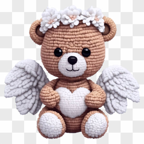 Download Crochet Teddy Bear with Angel Wings and Flower Crown Cartoons ...