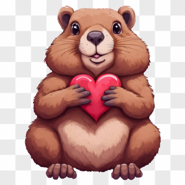 Download Cheerful Groundhog Holding a Heart Cartoons Online - Creative ...