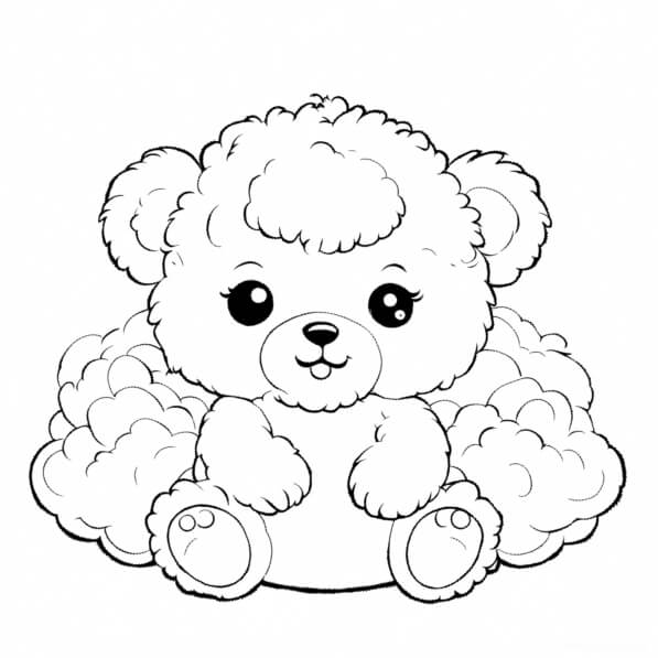 Download Cute Cartoon Teddy Bear Coloring pages Online - Creative Fabrica