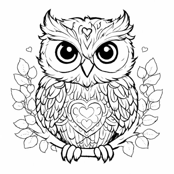 Download Whimsical Owl Coloring Page Coloring pages Online - Creative ...