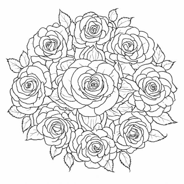 Download Intricate Line Art of Roses Coloring pages Online - Creative ...