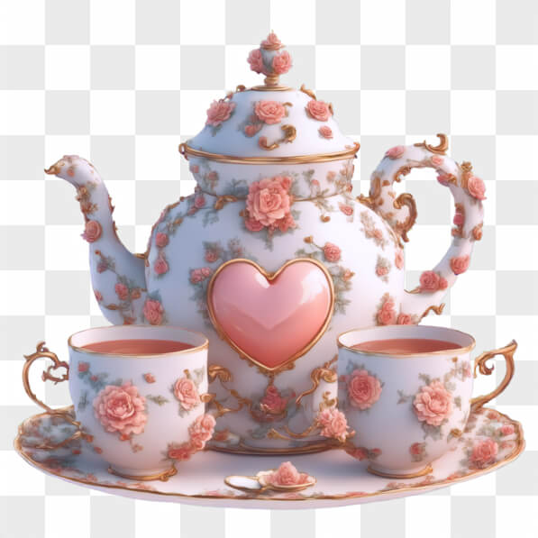 Download Kawaii Tea Set with Roses and Heart Design Kawaii Online ...