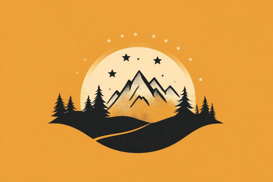 Download Stylized Mountain Landscape with Moon and Stars Backgrounds ...