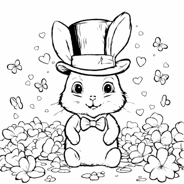 Download Whimsical Rabbit in a Floral Setting Coloring pages Online ...
