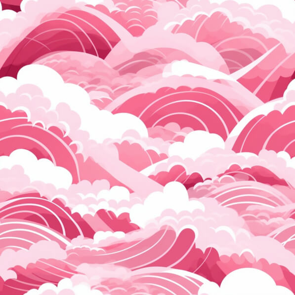 Download Stylized Pink Waves and Clouds Patterns Online - Creative Fabrica