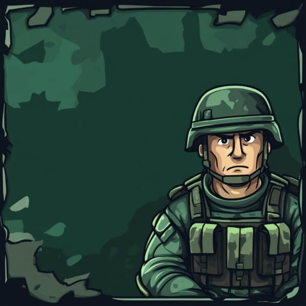 Download Cartoon Soldier Against Dark Green Background Backgrounds ...