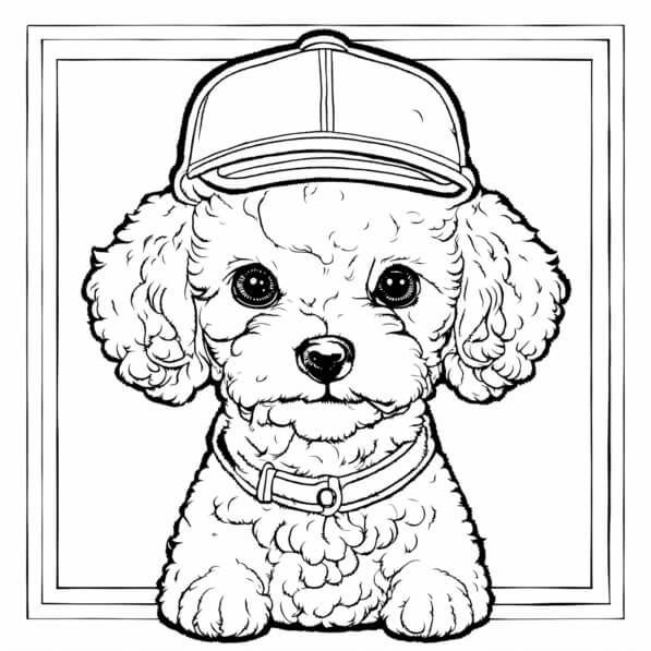 Download Adorable Dog Wearing a Cap Coloring pages Online - Creative ...