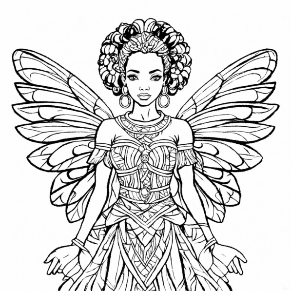 Download Intricate Fairy Character in Line Art Style Coloring pages ...