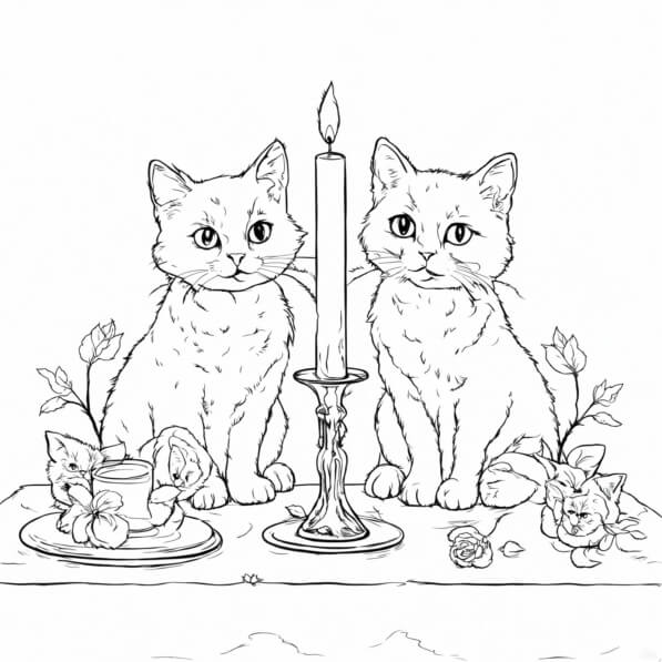 Download Whimsical Cats by Candlelight Coloring pages Online - Creative ...