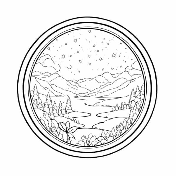 Download Serene Landscape with River and Mountains Under Starry Sky ...