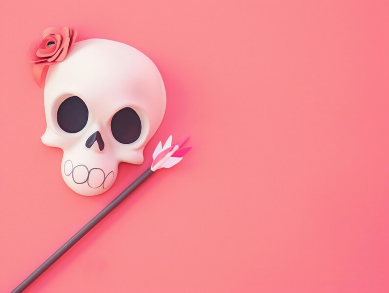 Baixe Caveira Fantasiosa com Flecha e Rosa em Fundo Rosa Backgrounds ...