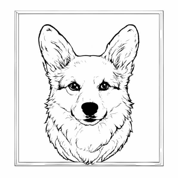 Download Corgi Head Illustration Coloring pages Online - Creative Fabrica