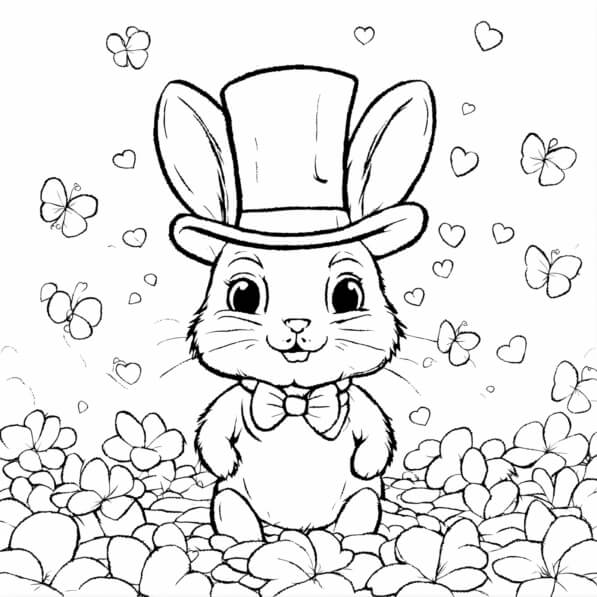 Download Whimsical Rabbit with Flowers and Butterflies Coloring pages ...