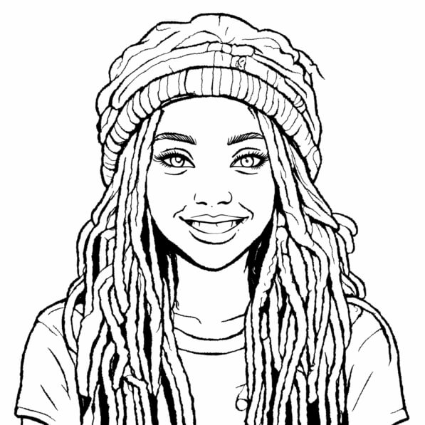Download Illustration of a Young Girl with Dreadlocks Coloring pages ...