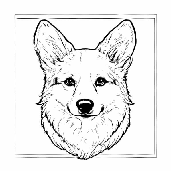 Download Corgi Head Illustration Coloring pages Online - Creative Fabrica