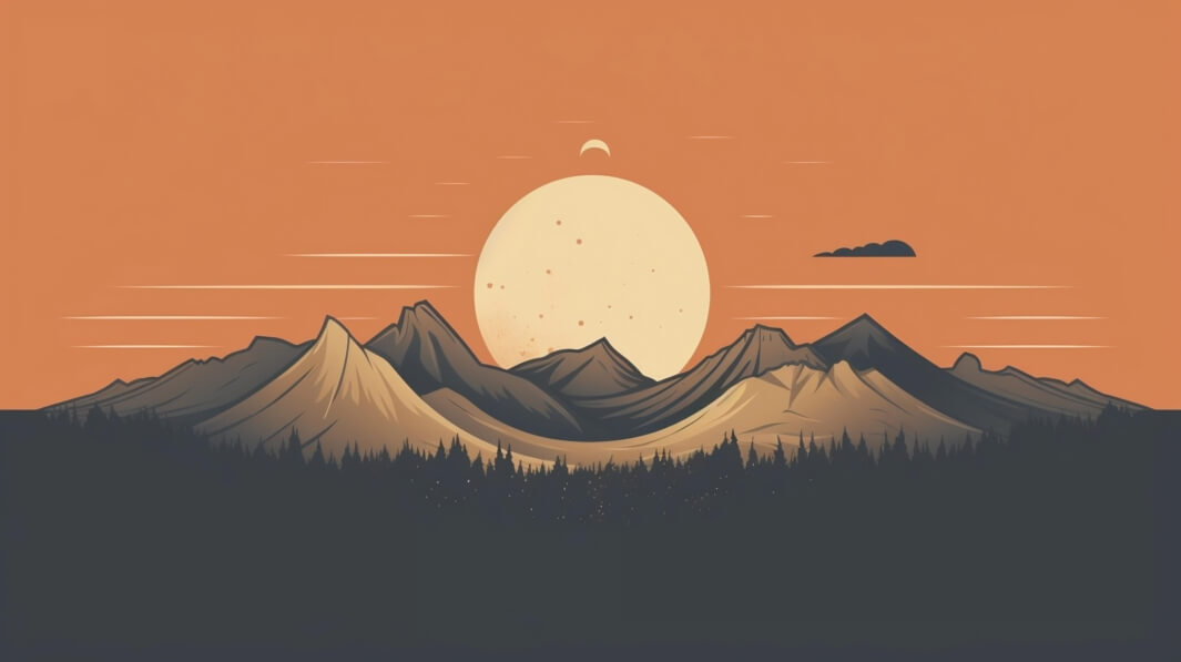 Download Stylized Mountain Landscape at Sunset Backgrounds Online ...