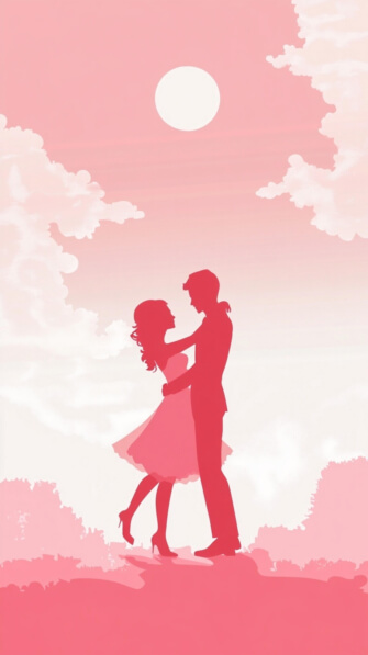 Download Romantic Couple Silhouette Against Pink Background Backgrounds ...
