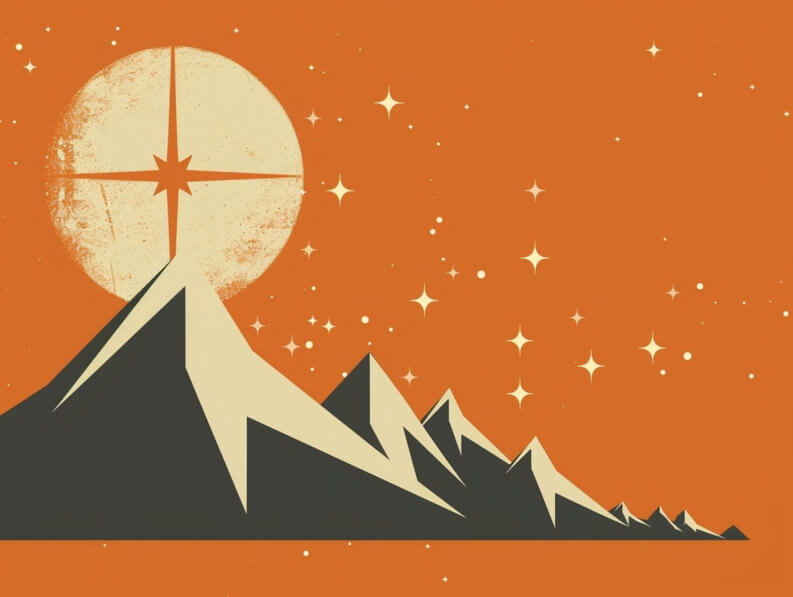 Download Stylized Mountain Landscape with Starry Sky Backgrounds Online ...