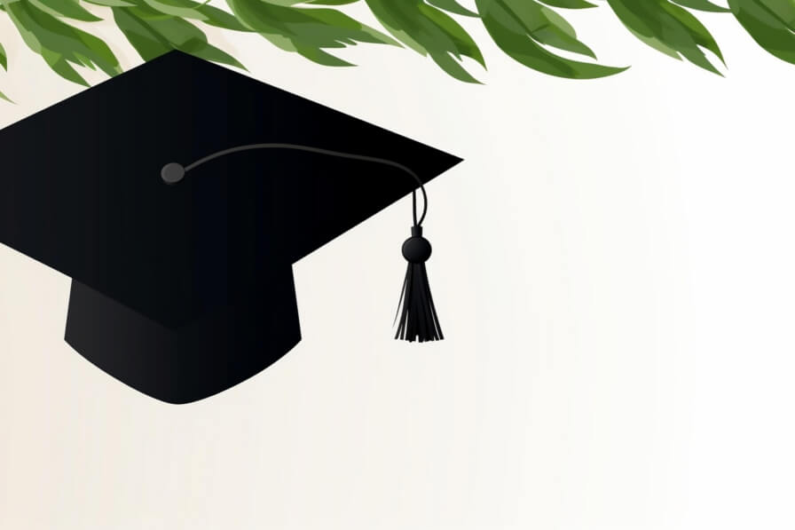 Download Graduation Cap with Green Leaves Backgrounds Online - Creative ...