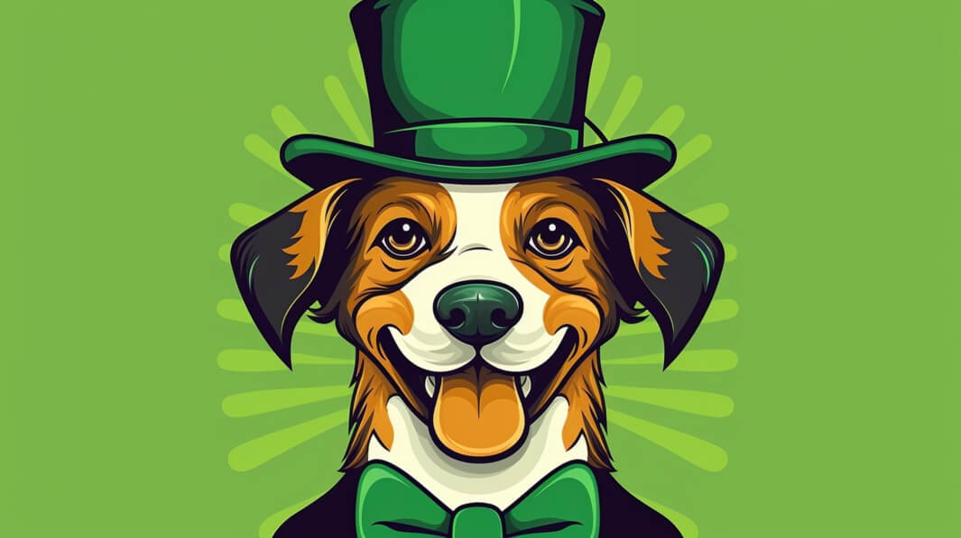 Download Cheerful Dog in Green Attire Backgrounds Online - Creative Fabrica