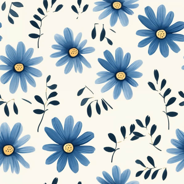 Download Vibrant Floral Pattern with Blue Daisies Patterns Online ...