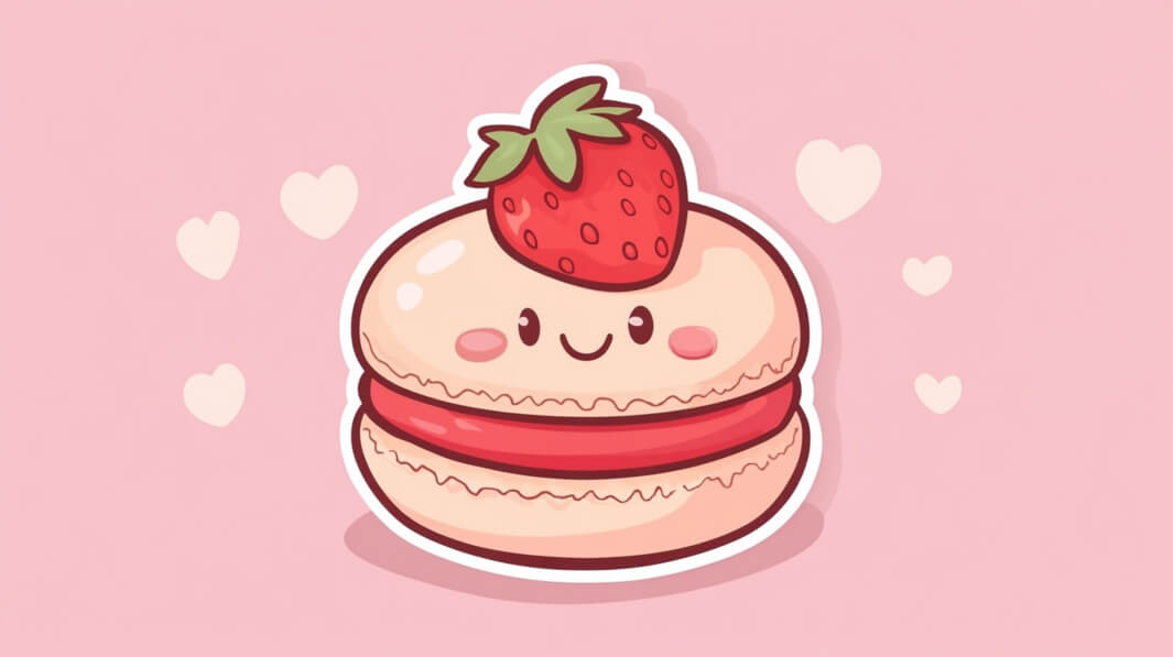 Download Cute Cartoon Macaron with Strawberry Backgrounds Online ...
