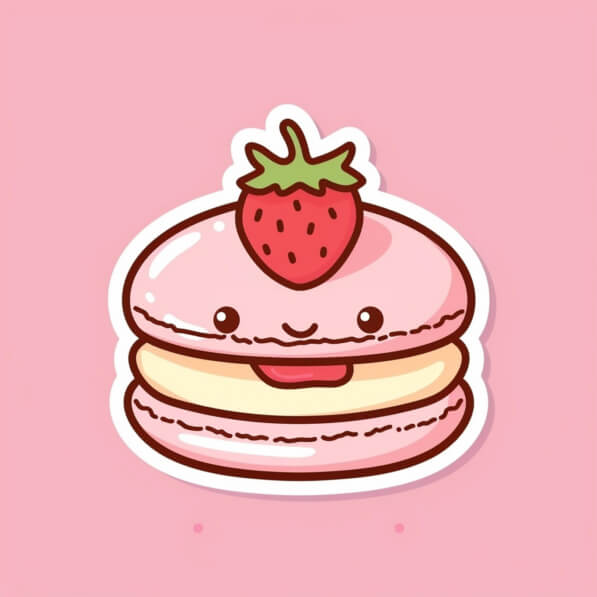 Download Cute Cartoon Macaron with Strawberry Backgrounds Online ...