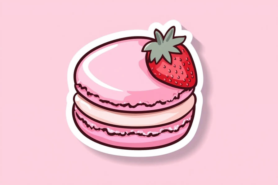 Download Pink Macaron with Strawberry Backgrounds Online - Creative Fabrica