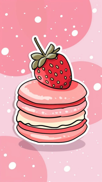 Download Cute Pink Macaroon with Strawberry Backgrounds Online ...