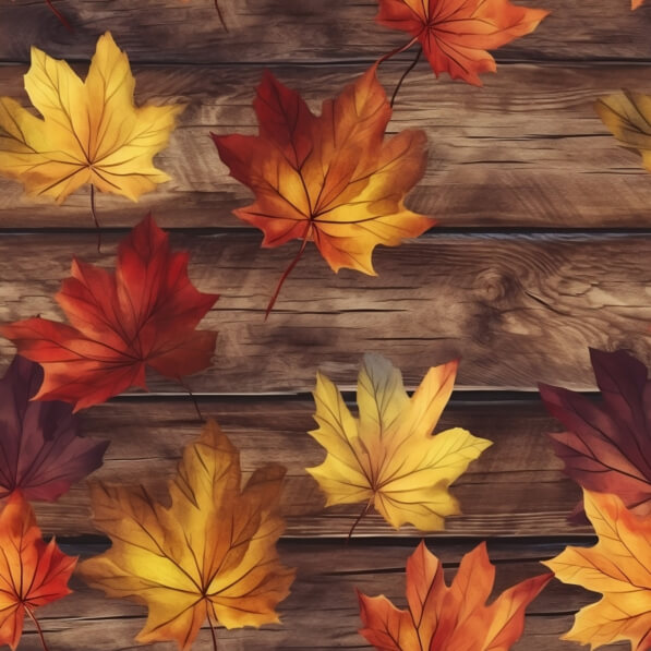 Download Autumn Leaves on Wooden Surface Patterns Online - Creative Fabrica