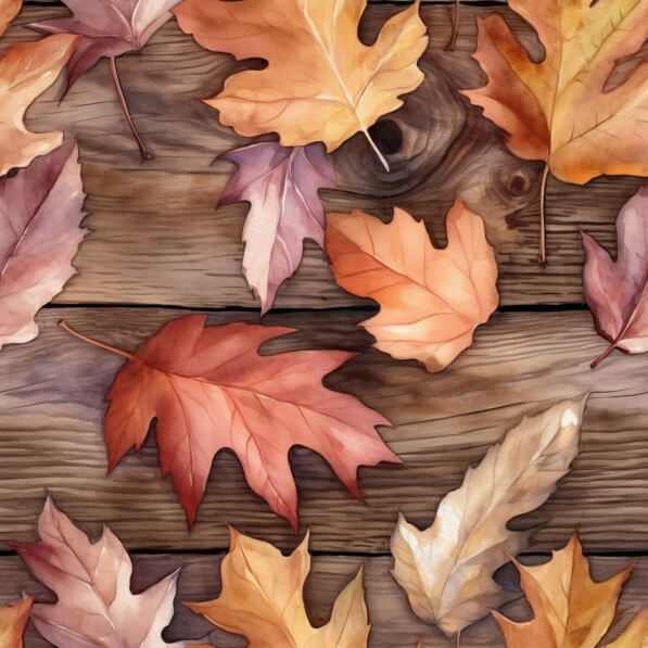 Download Autumn Leaves on Wooden Surface Patterns Online - Creative Fabrica