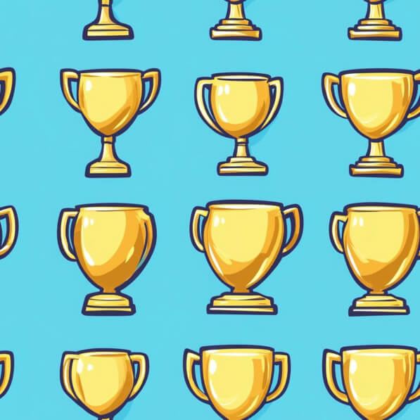 Descarga Patrón de Copas de Trofeo Doradas sobre Fondo Azul Patrones En ...