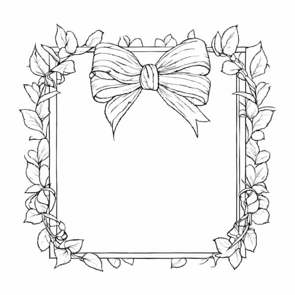 Descarga Marco decorativo de hojas y lazo Páginas para colorear En ...